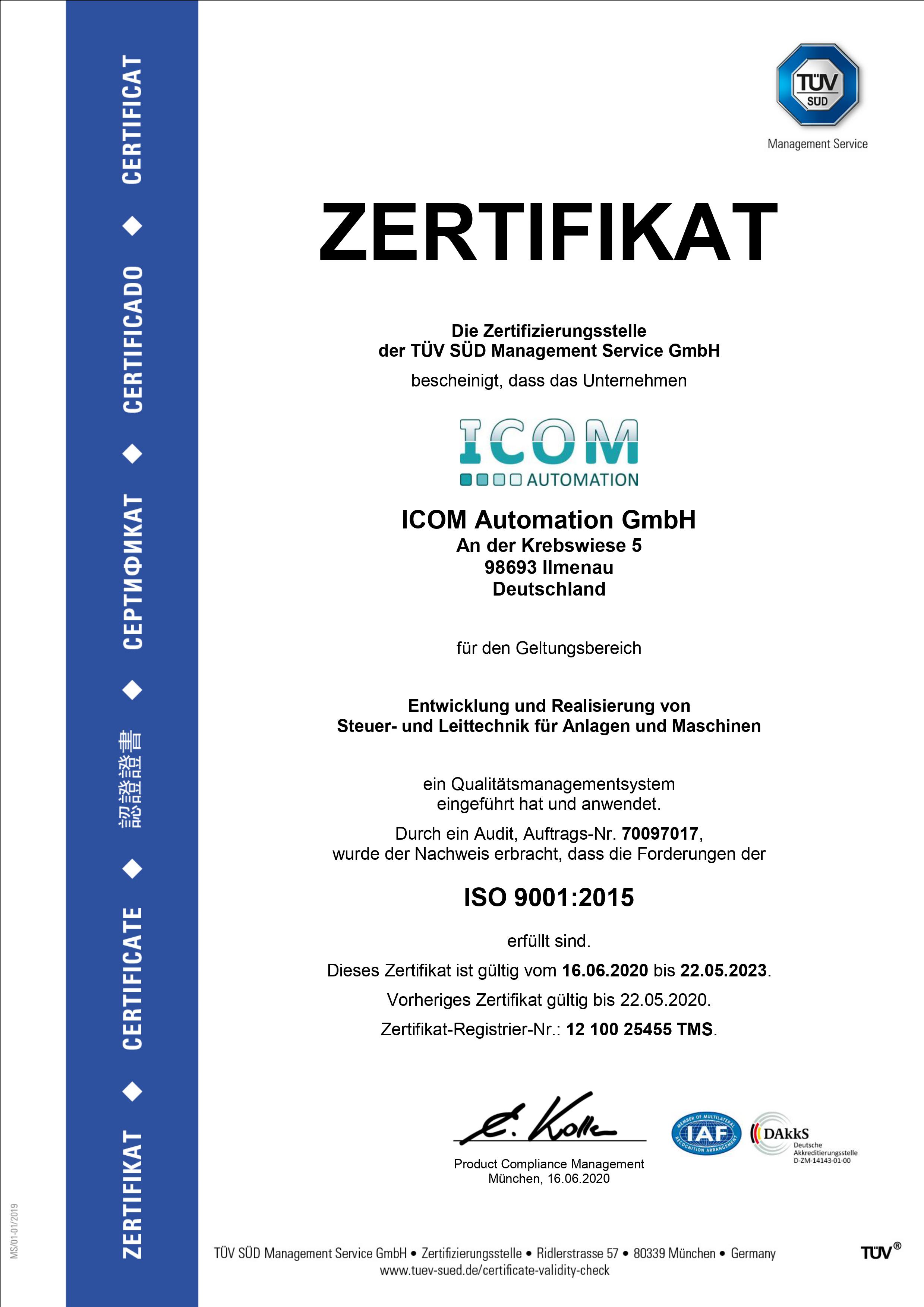 ICOM Automation GmbH | Qualitätssicherung